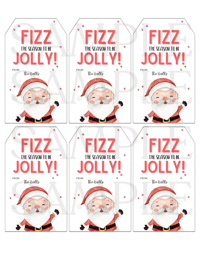Fizz the Season Christmas Tag | Editable Gift Tag | Merry Christmas ...