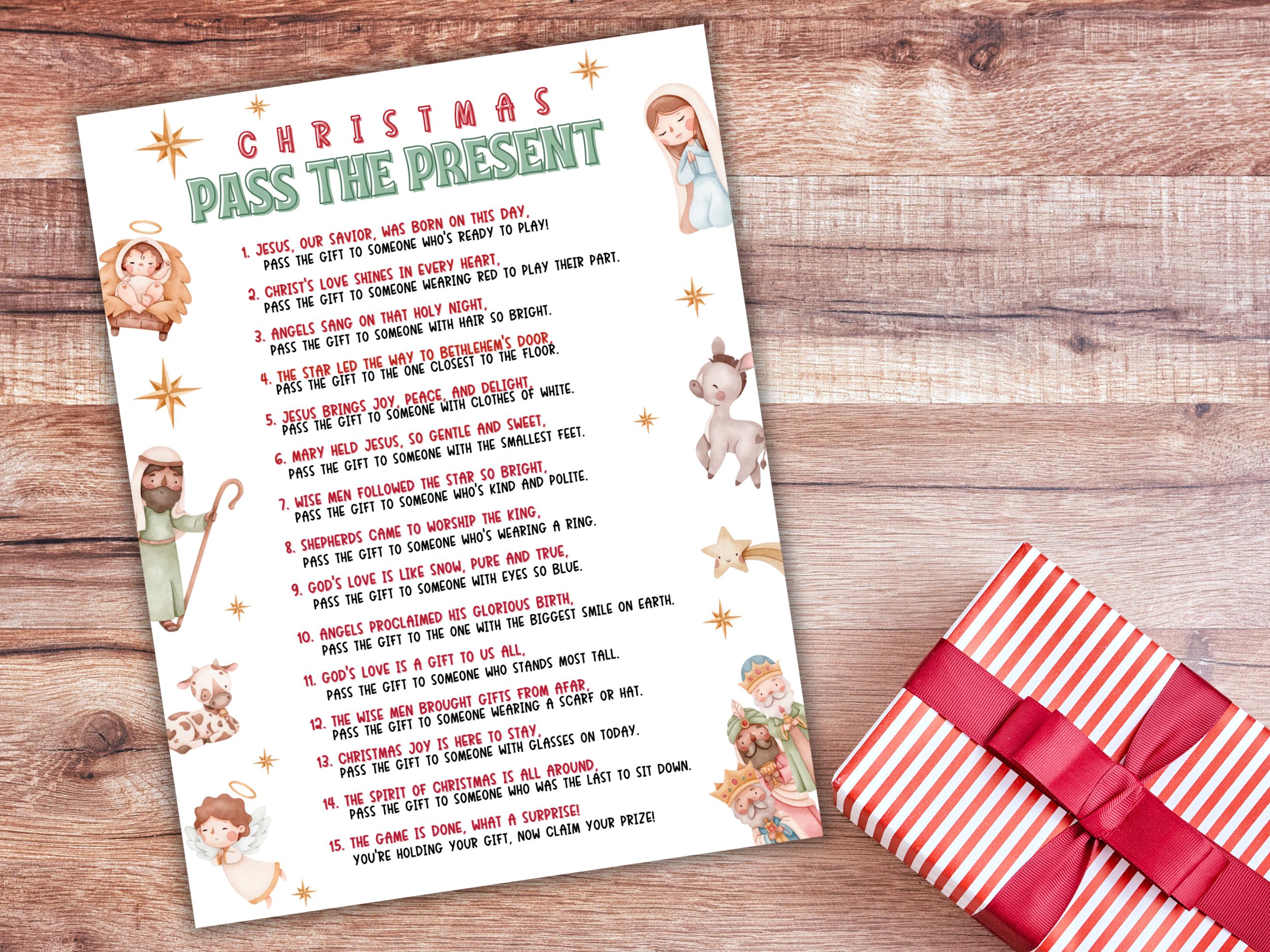 Nativity Christmas Pass the Present Game, White Elephant Gift ...