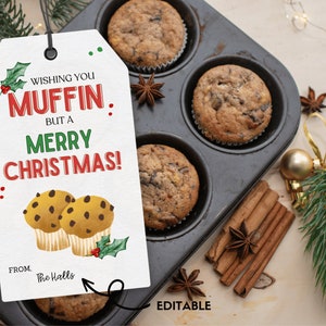 Muffin Christmas Tag | Editable Gift Tag | Merry Christmas Tag | Fun ...