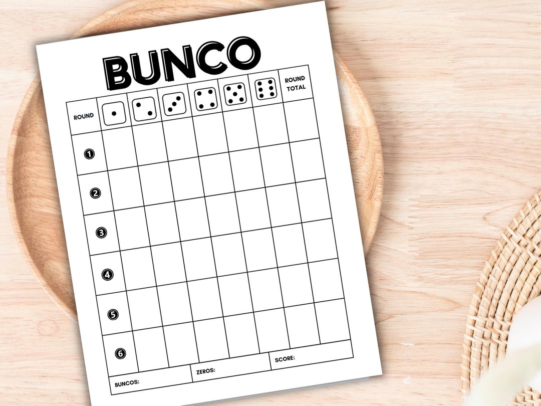 Bunco Score Sheet | Bunco Score Card | Dice Game | Bunco Game | Canva ...