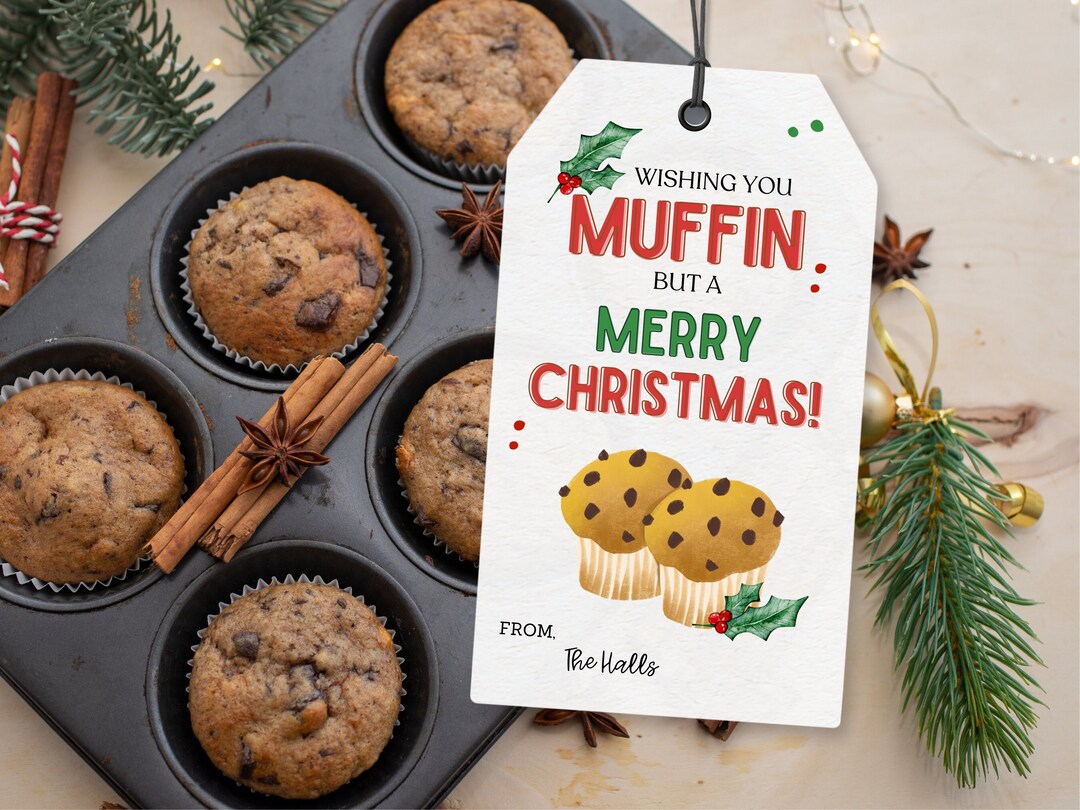 Muffin Christmas Tag | Editable Gift Tag | Merry Christmas Tag | Fun ...