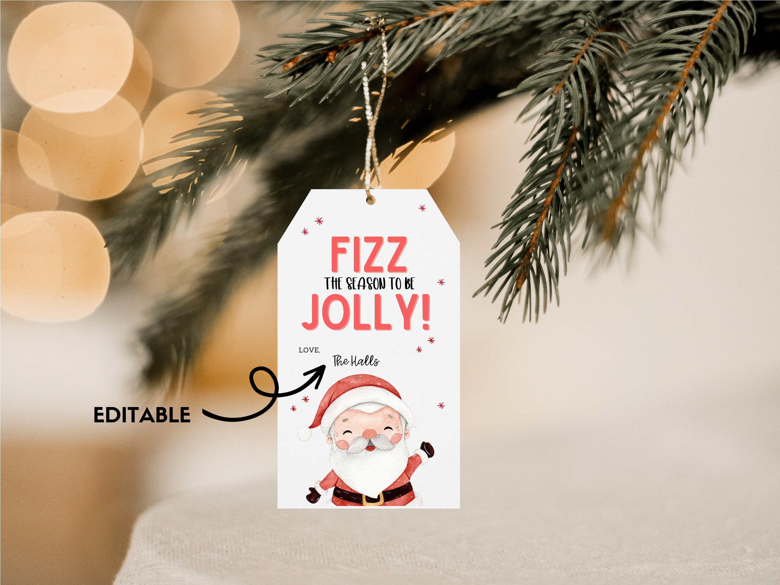 Fizz the Season Christmas Tag | Editable Gift Tag | Merry Christmas ...