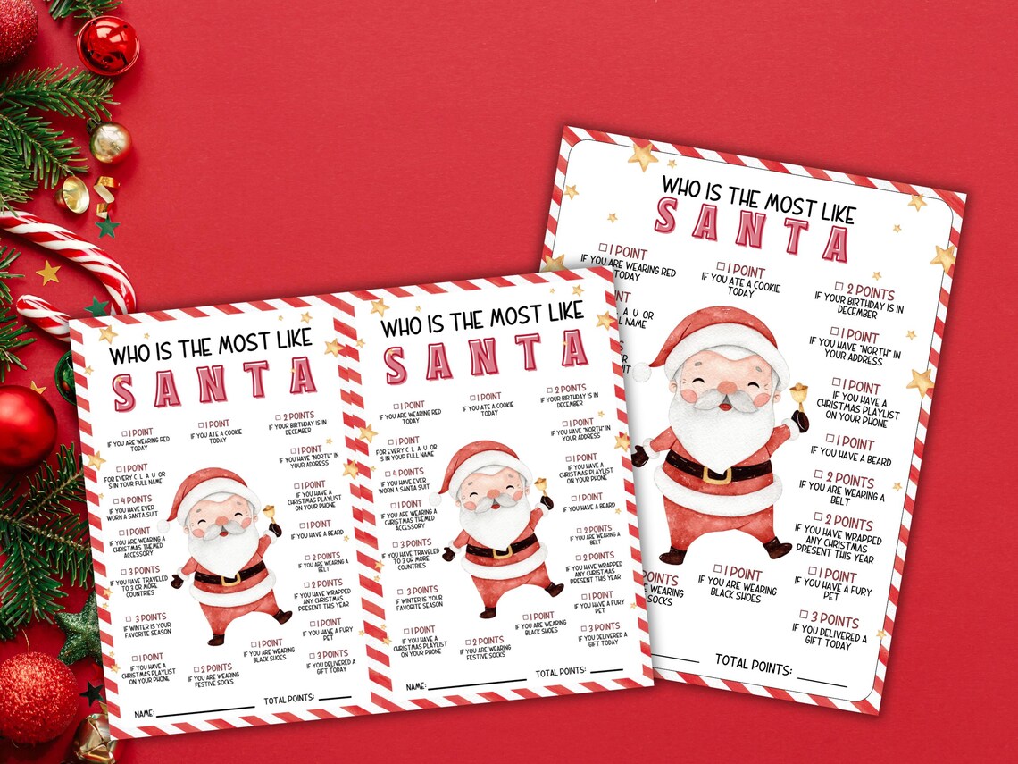 Who is Most Like Santa, Christmas Party Game, Holiday Party Game ...