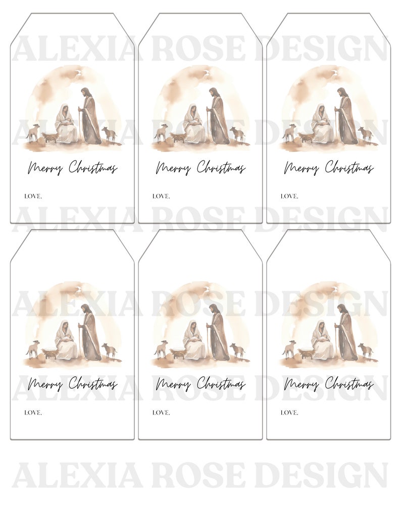 Printable Gift Tag Nativity Gift Tags Merry Christmas Tags Merry ...