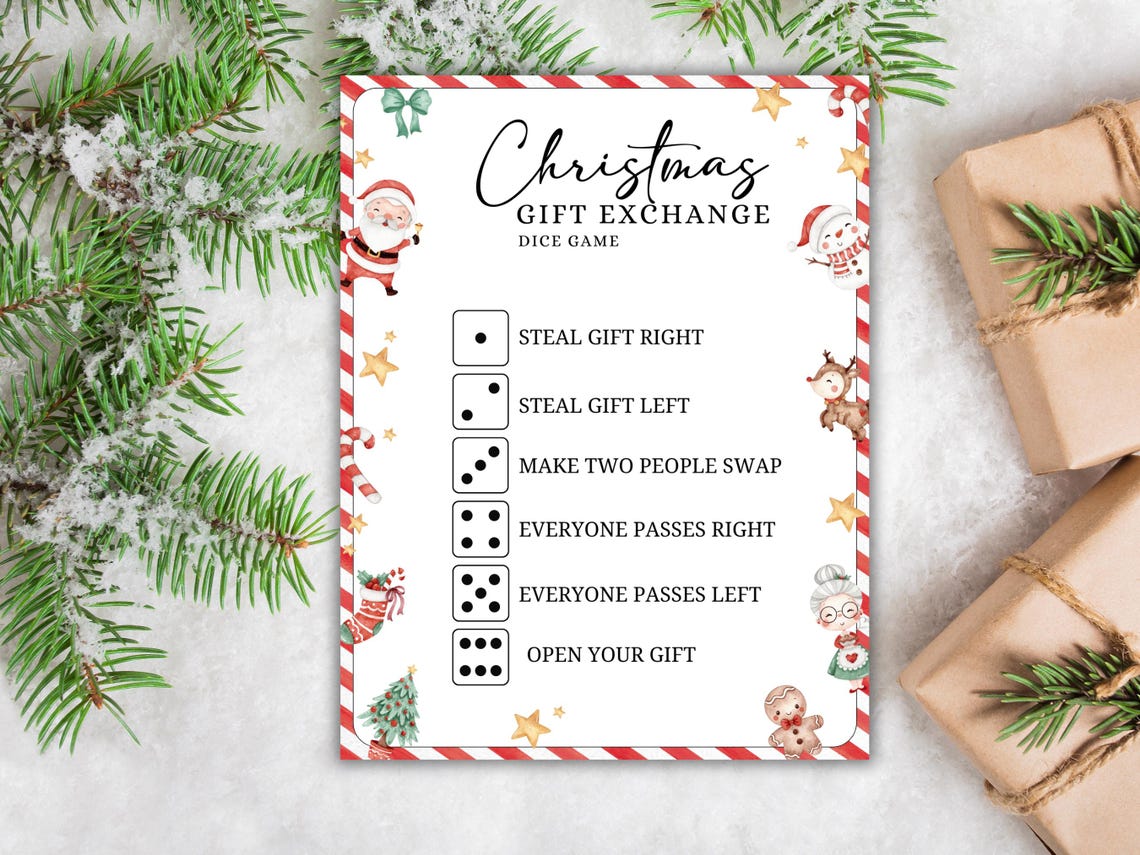 Christmas Dice Gift Exchange Game, White Elephant Gift, Christmas Dice ...