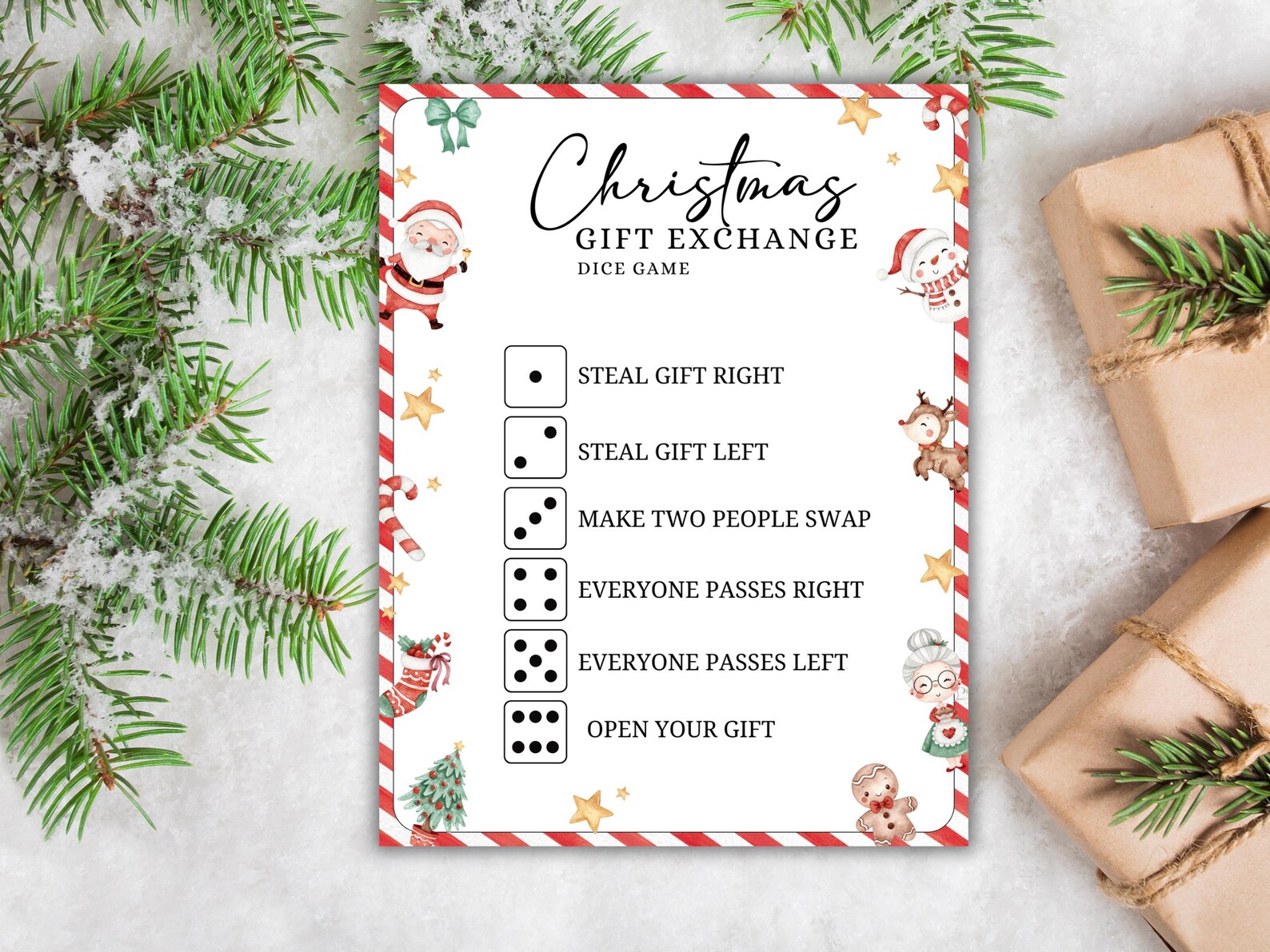 Christmas Dice Gift Exchange Game, White Elephant Gift, Christmas Dice ...