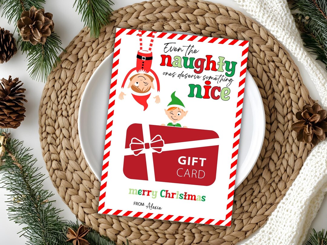 Elf Gift Card Holder, Naughty Deserve Something Nice, Holiday Gift Card, Funny Christmas Gift ...