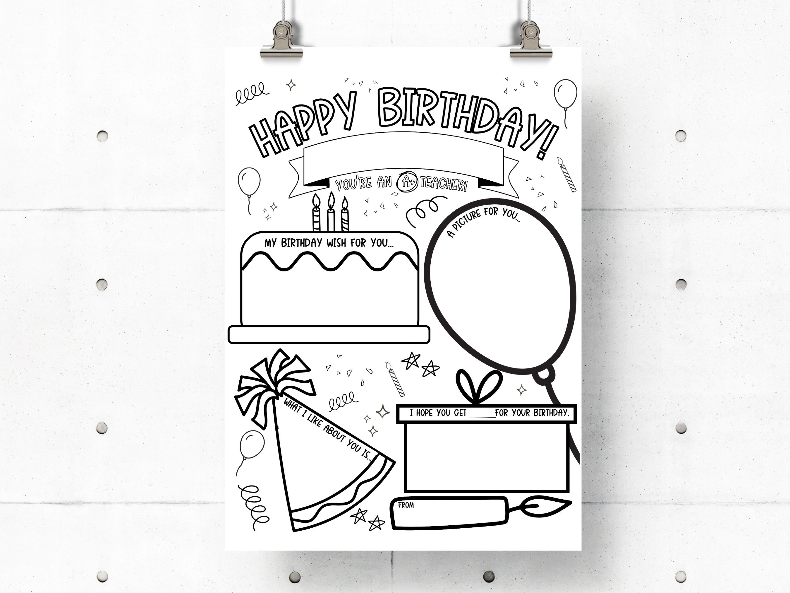 Happy Birthday Teacher Thank You Teacher Printable Teacher Appreciation ...