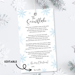 The Snowflake Poem Christmas Tag | Christ-centered Christmas | Editable ...