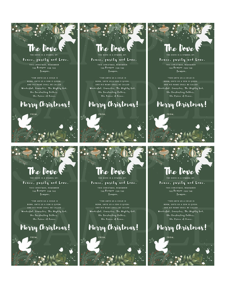 The Dove Christmas Poem Merry Christmas Christian Gift Tag Christmas ...