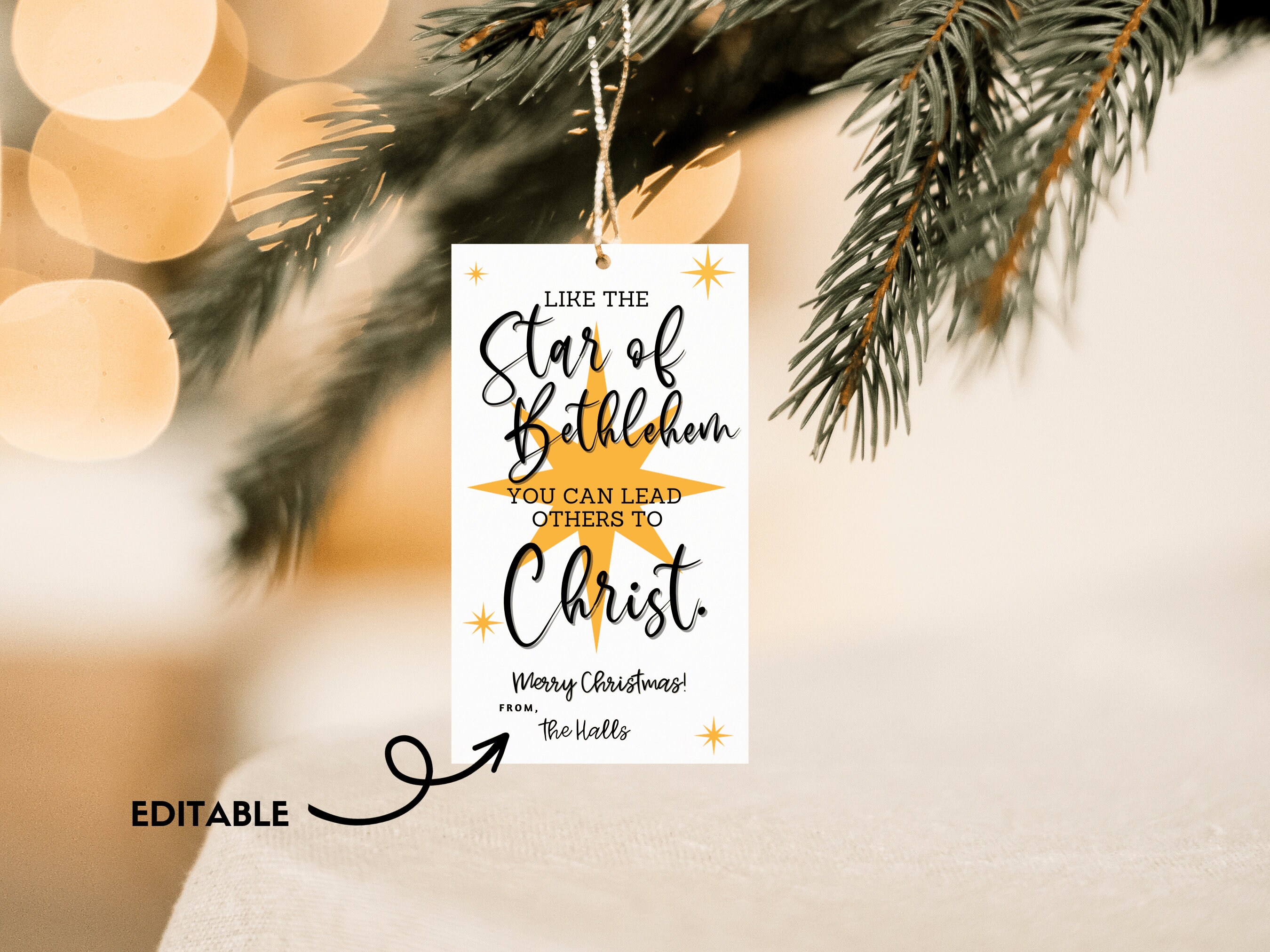 Star of Bethlehem | Follow Christ | Christmas Tag | Editable Gift Tag ...