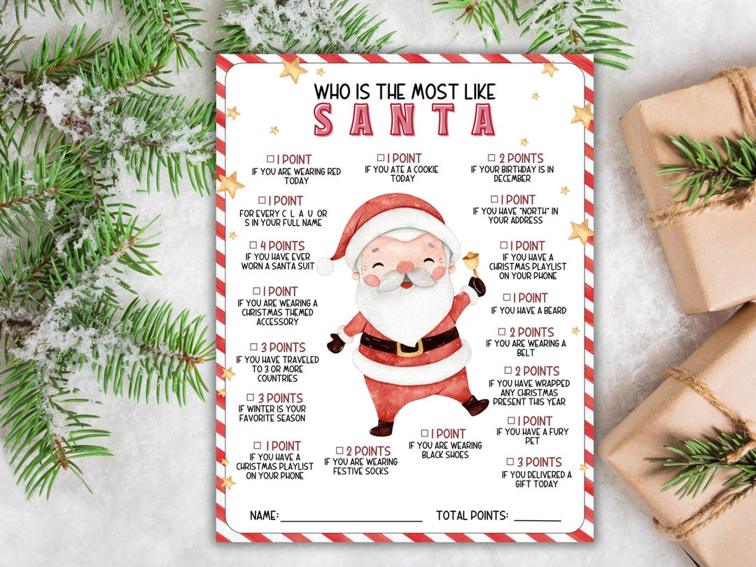 Who is Most Like Santa, Christmas Party Game, Holiday Party Game ...