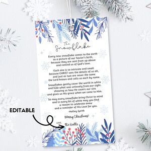 The Snowflake Poem Christmas Tag | Christ-centered Christmas | Editable ...