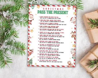 Christmas Pass the Present Game, Christmas Gift Exchange Game, White ...