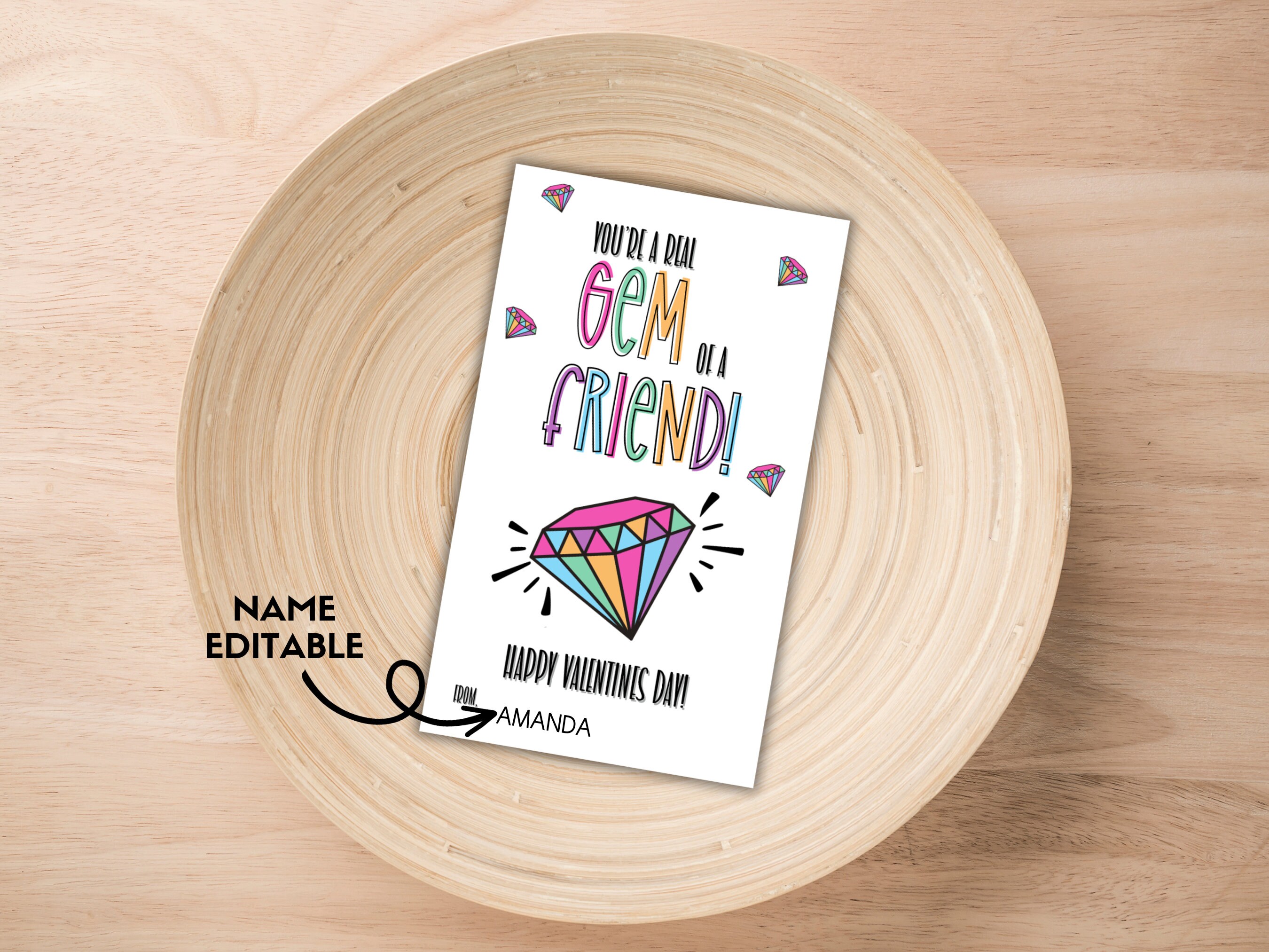 Printable| Valentines Card | You're a Real Gem Valentine| Ring Pop ...