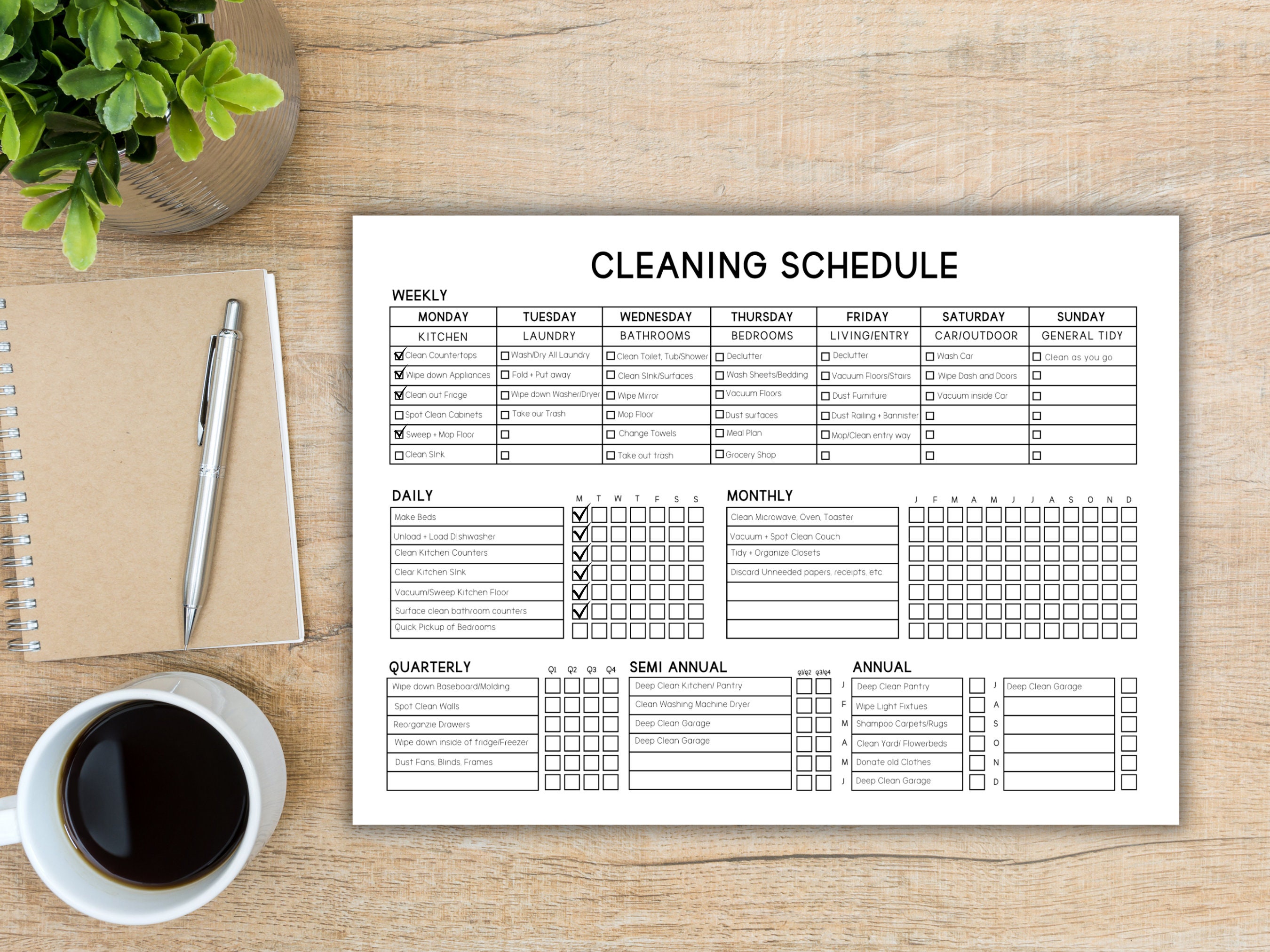 Editable Cleaning Calendar, Cleaning Checklist, Cleaning Schedule, ADHD ...