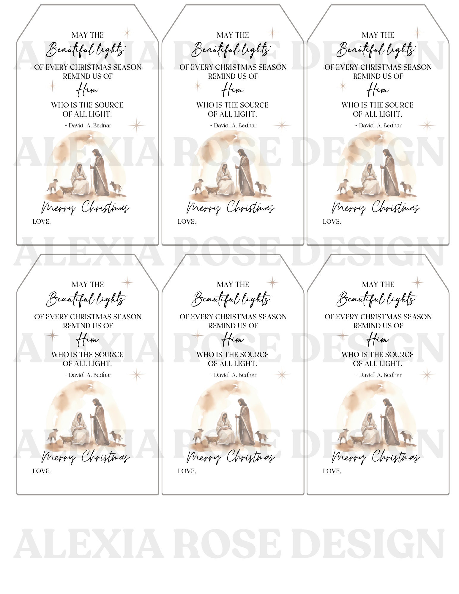 Christmas Light of Christ Gift Tags | Merry Christmas Tags | Nativity ...