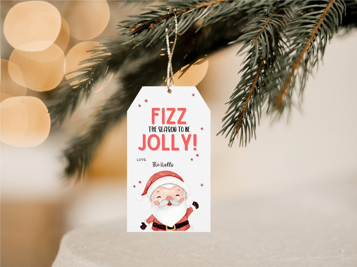Fizz the Season Christmas Tag | Editable Gift Tag | Merry Christmas ...