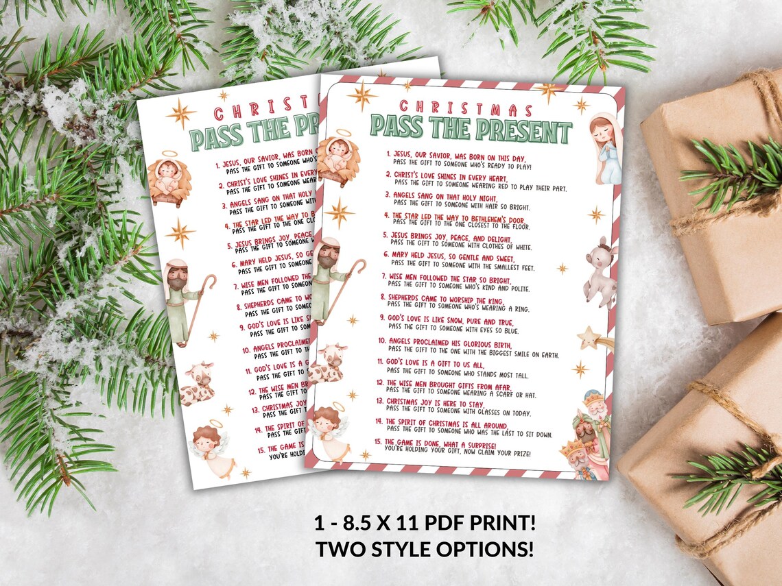 Nativity Christmas Pass the Present Game, White Elephant Gift ...