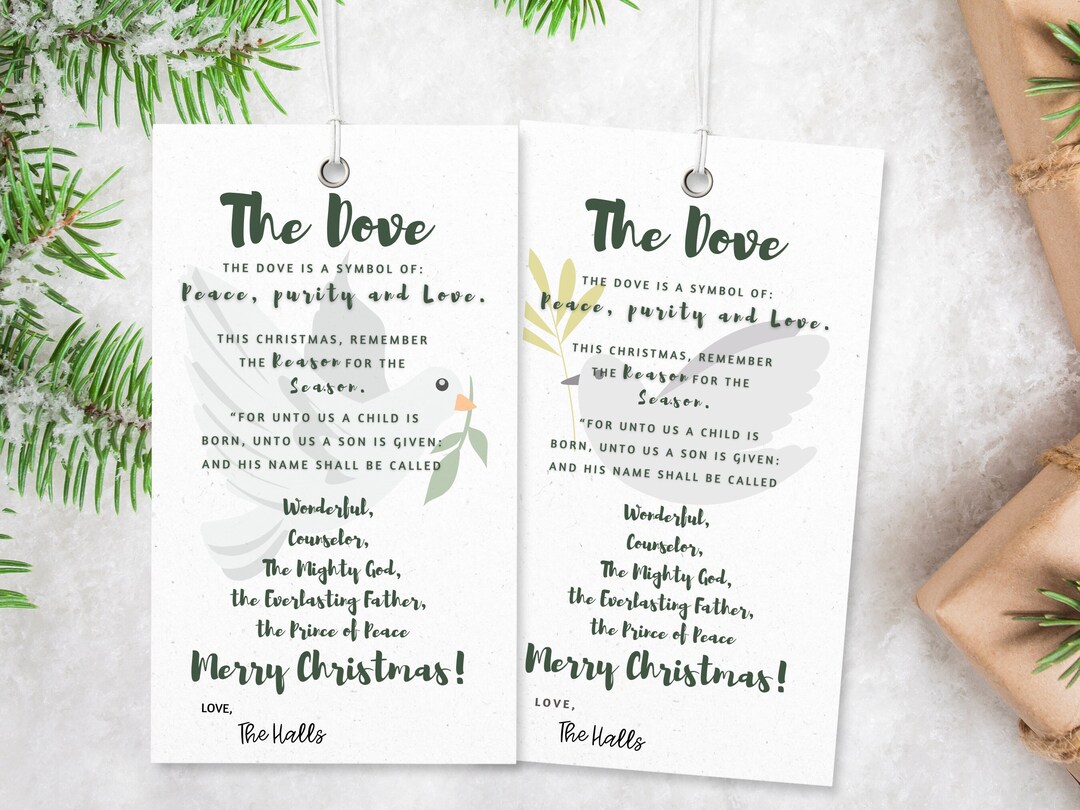 Canva Editable Gift Tag |the Dove Christmas Poem | Merry Christmas ...