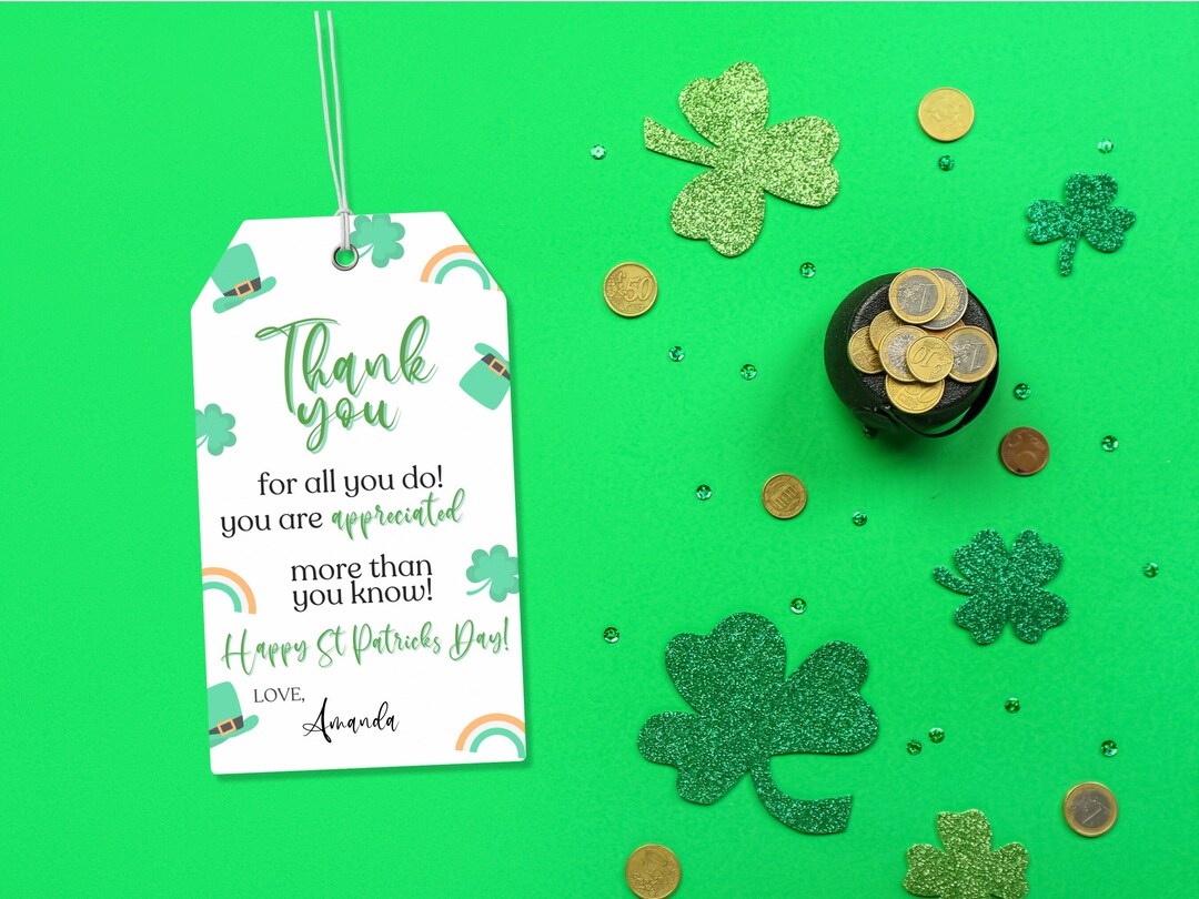 Thank You St Patrick's Day Gift Tag | Teacher Appreciation Gift ...