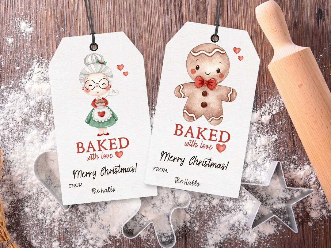 Baked With Love Christmas Tag Editable Gift Tag Merry Christmas Tag Fun ...