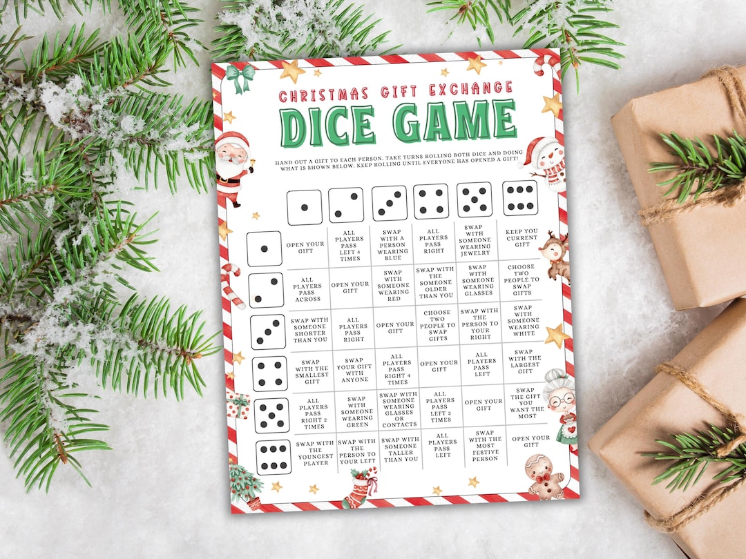 Christmas Dice Gift Exchange Game, White Elephant Gift, Christmas Dice ...