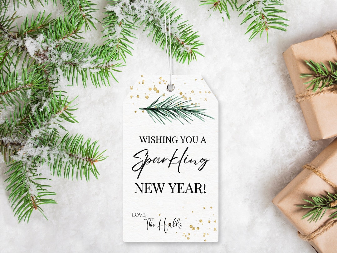 Sparkling New Year Tag | Happy New Year Tag | Champagne Gift Tag ...