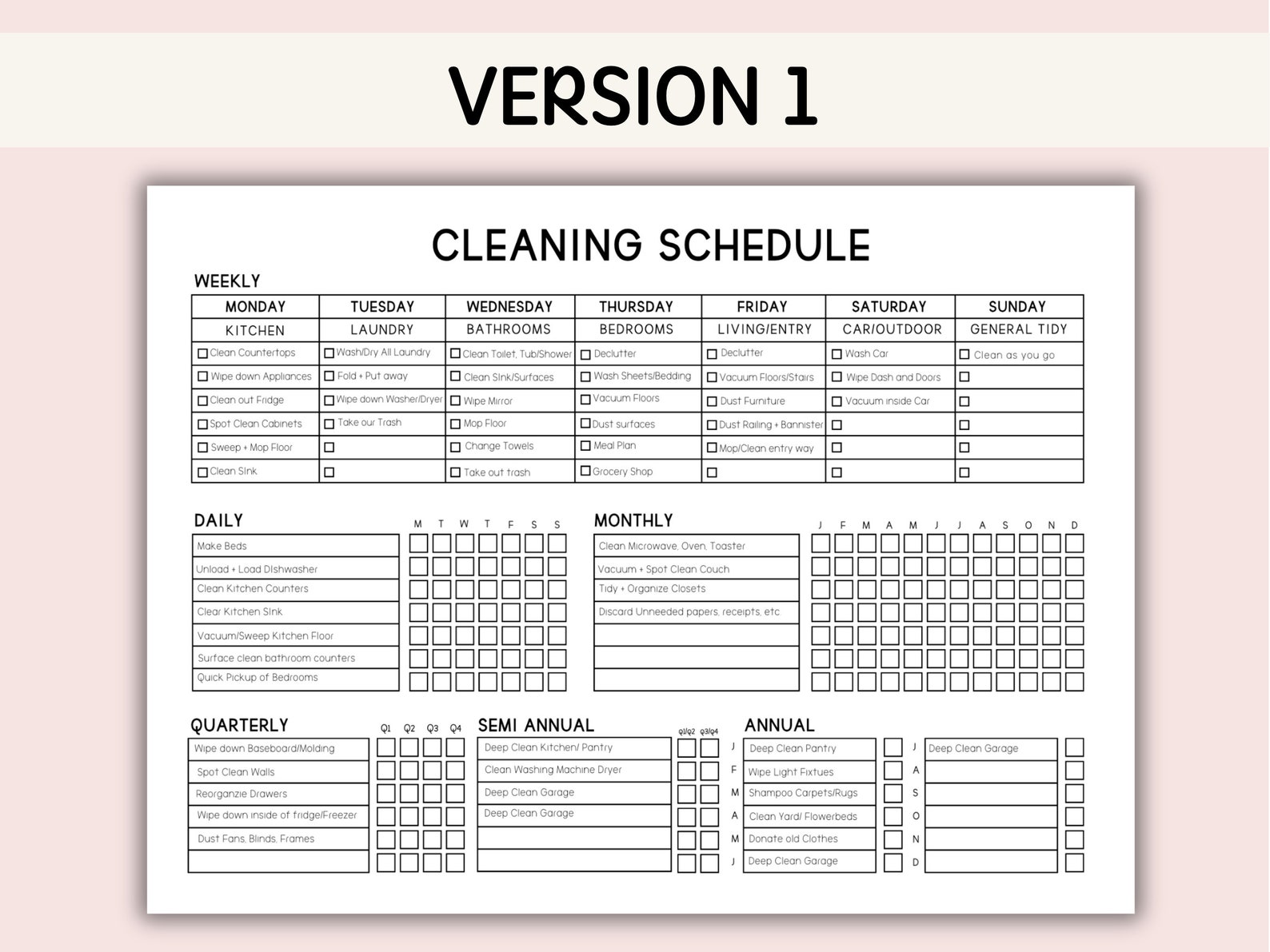 Editable Cleaning Calendar, Cleaning Checklist, Cleaning Schedule, ADHD ...