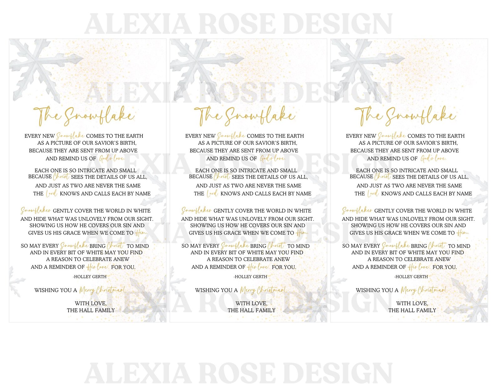 The Snowflake Poem Christmas Tag | Christ-centered Christmas | Editable ...