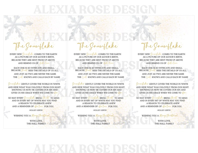 The Snowflake Poem Christmas Tag | Christ-centered Christmas | Editable ...