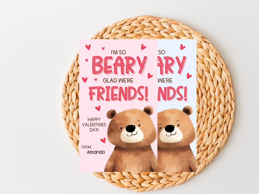 Printable Valentines Card | Berry Glad We're Friends | Happy Valentines ...