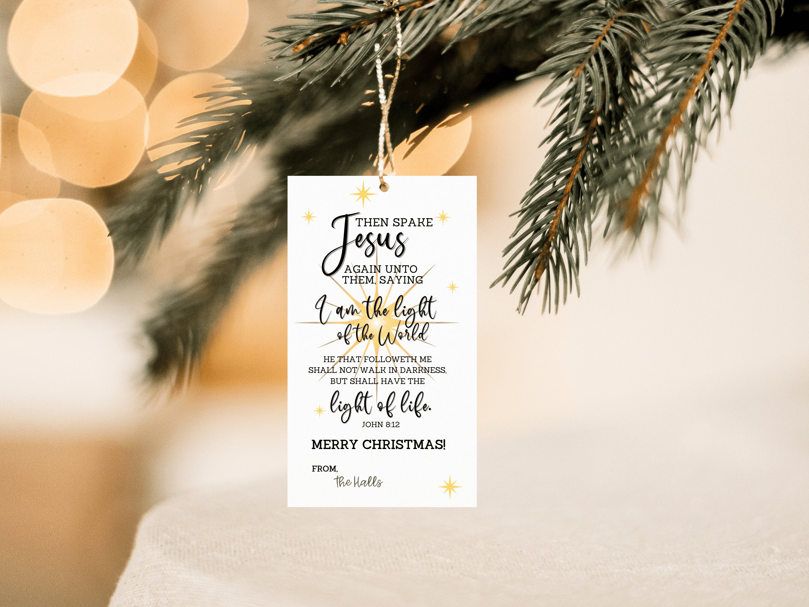 Light of the World | Christ Light Christmas Tag | Editable Gift Tag ...