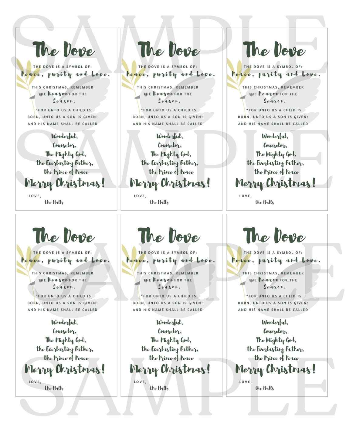 Canva Editable Gift Tag |the Dove Christmas Poem | Merry Christmas ...