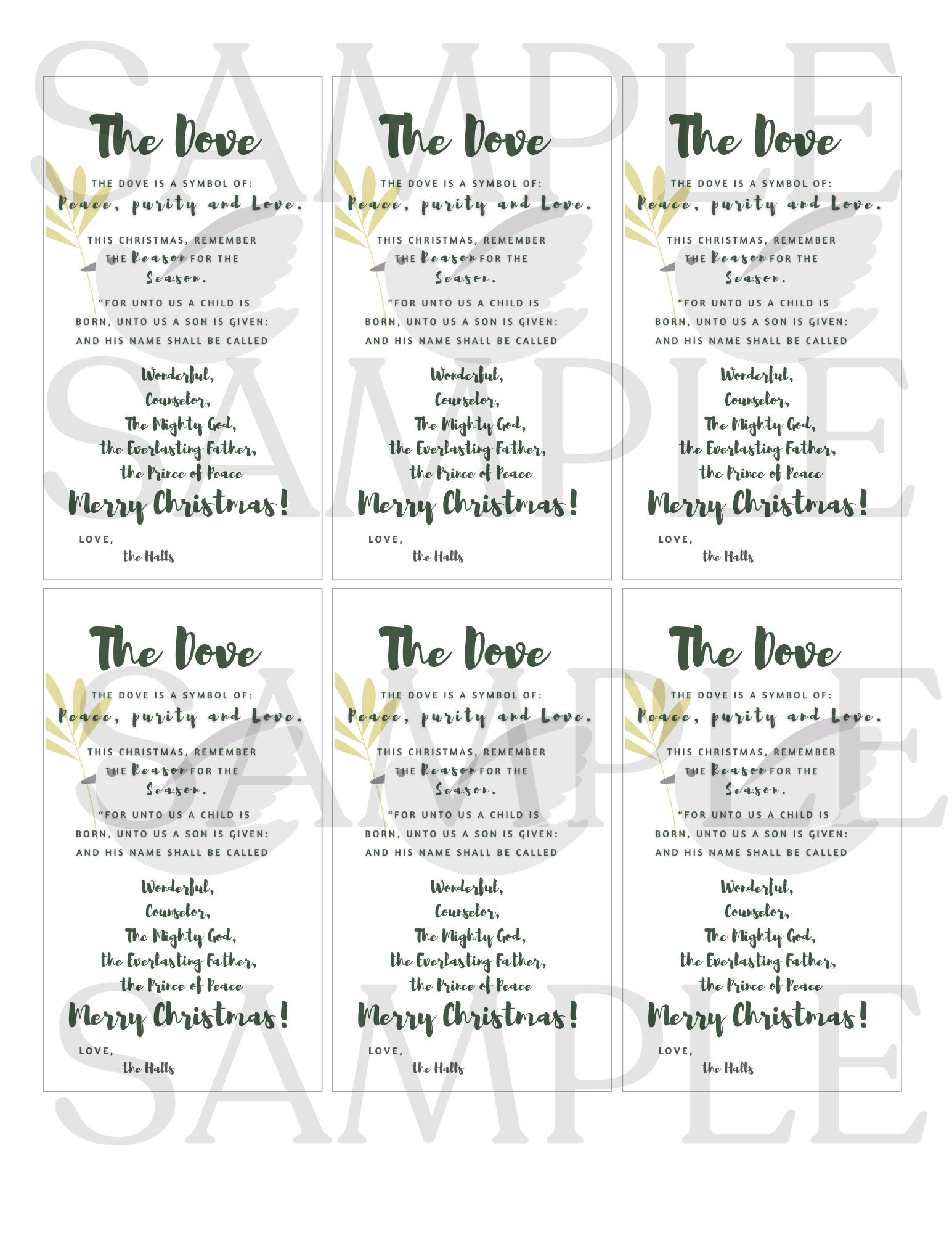 Canva Editable Gift Tag |the Dove Christmas Poem | Merry Christmas ...