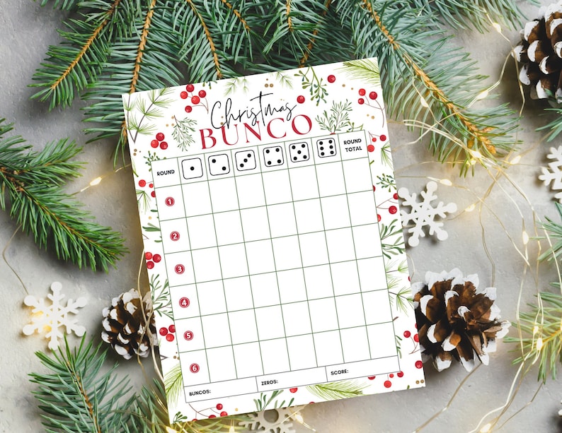Christmas Bunco Score Sheet | Christmas Game | Christmas Bunco Game ...