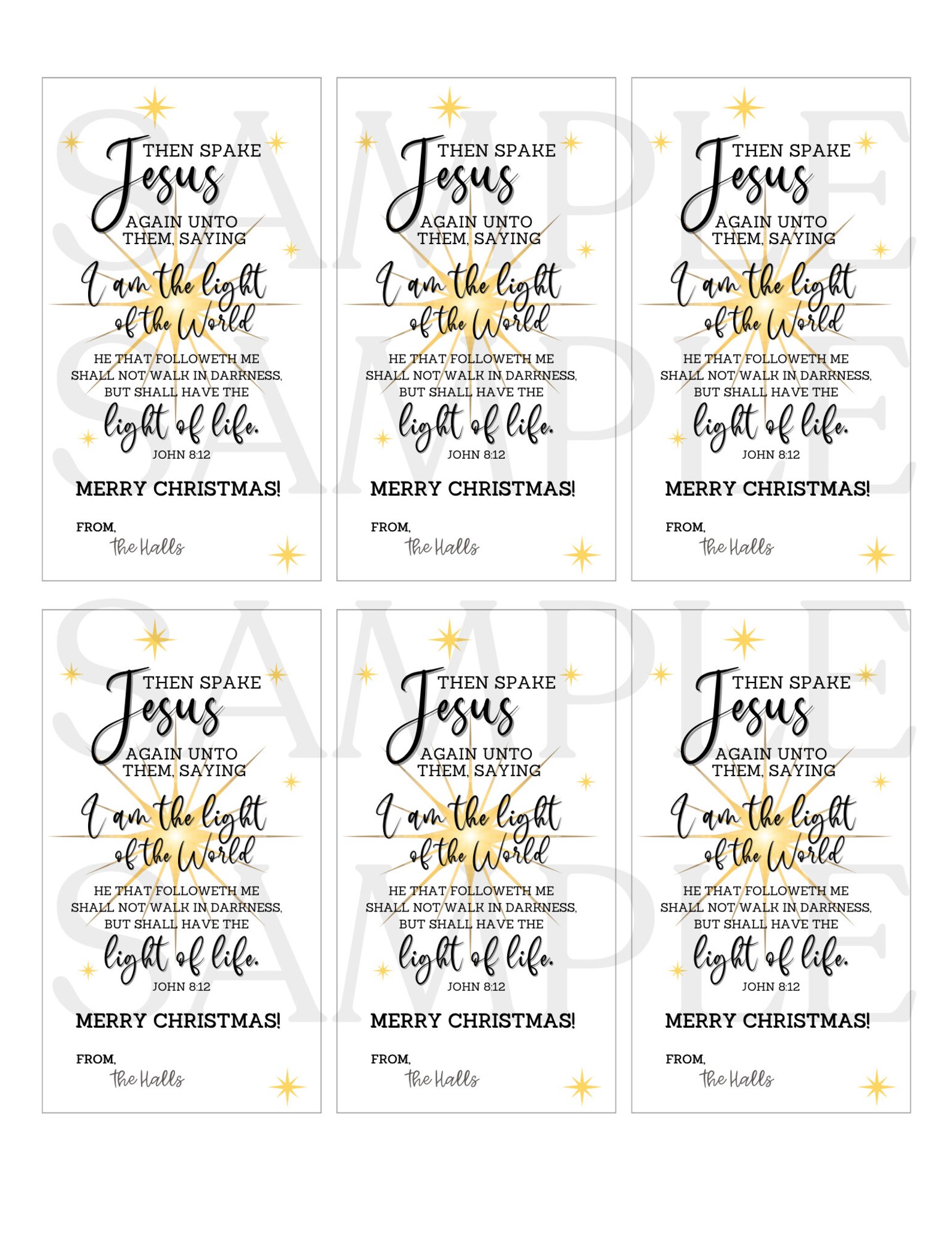 Light of the World | Christ Light Christmas Tag | Editable Gift Tag ...