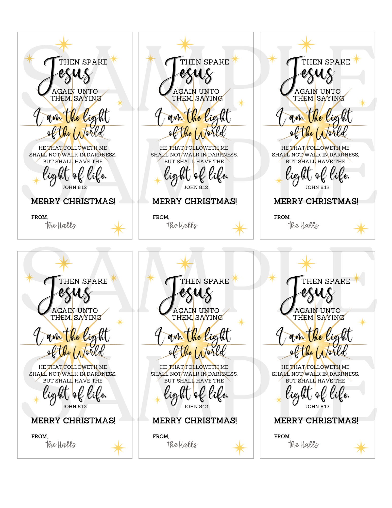 Light of the World Christ Light Christmas Tag Editable Gift Tag LDS ...