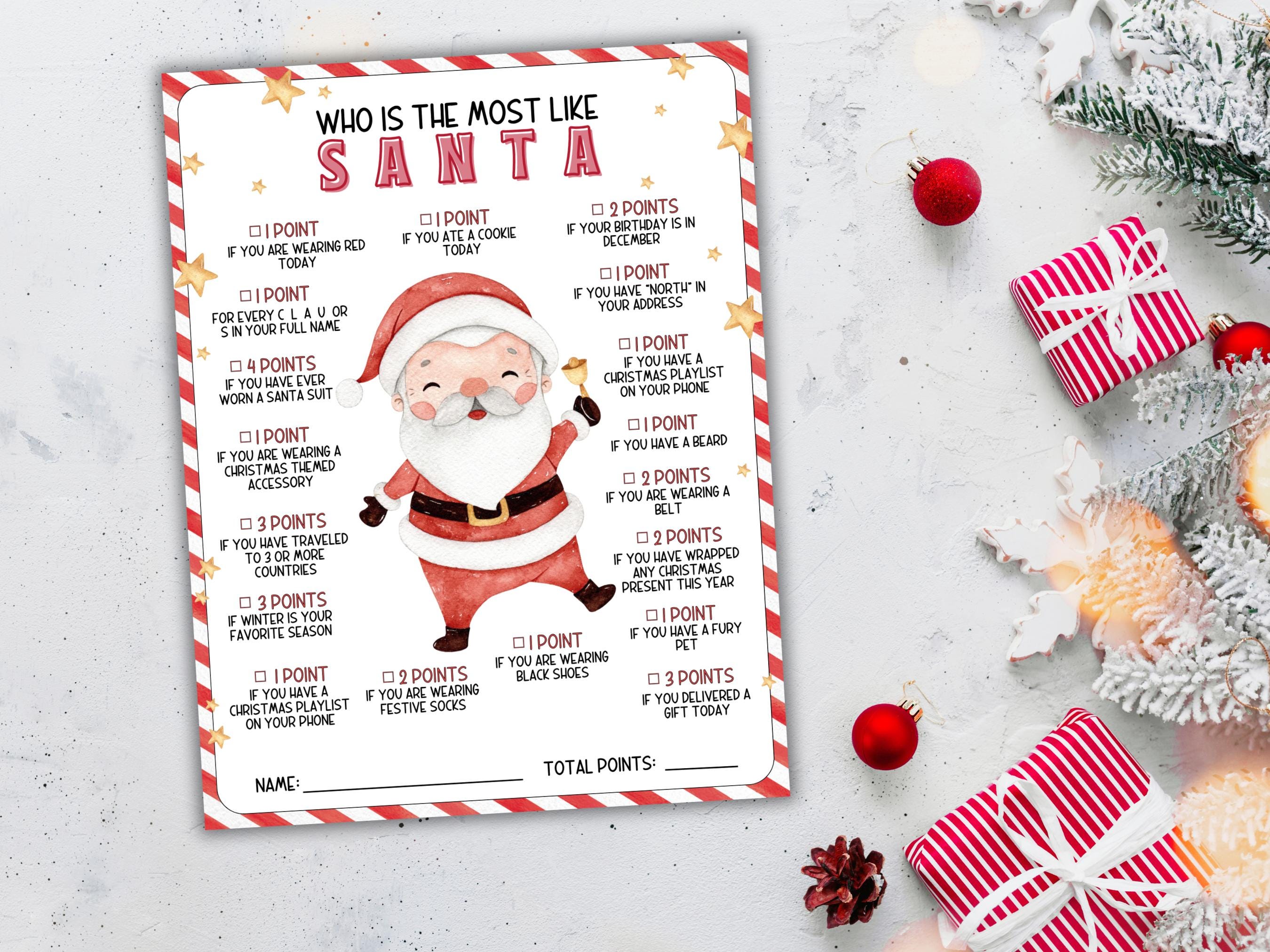 Who is Most Like Santa, Christmas Party Game, Holiday Party Game ...