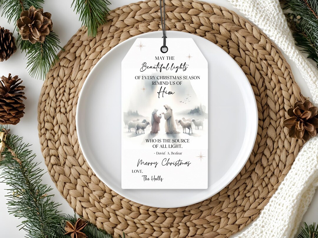 Christmas Light of Christ Gift Tags, Merry Christmas Tags, Nativity ...