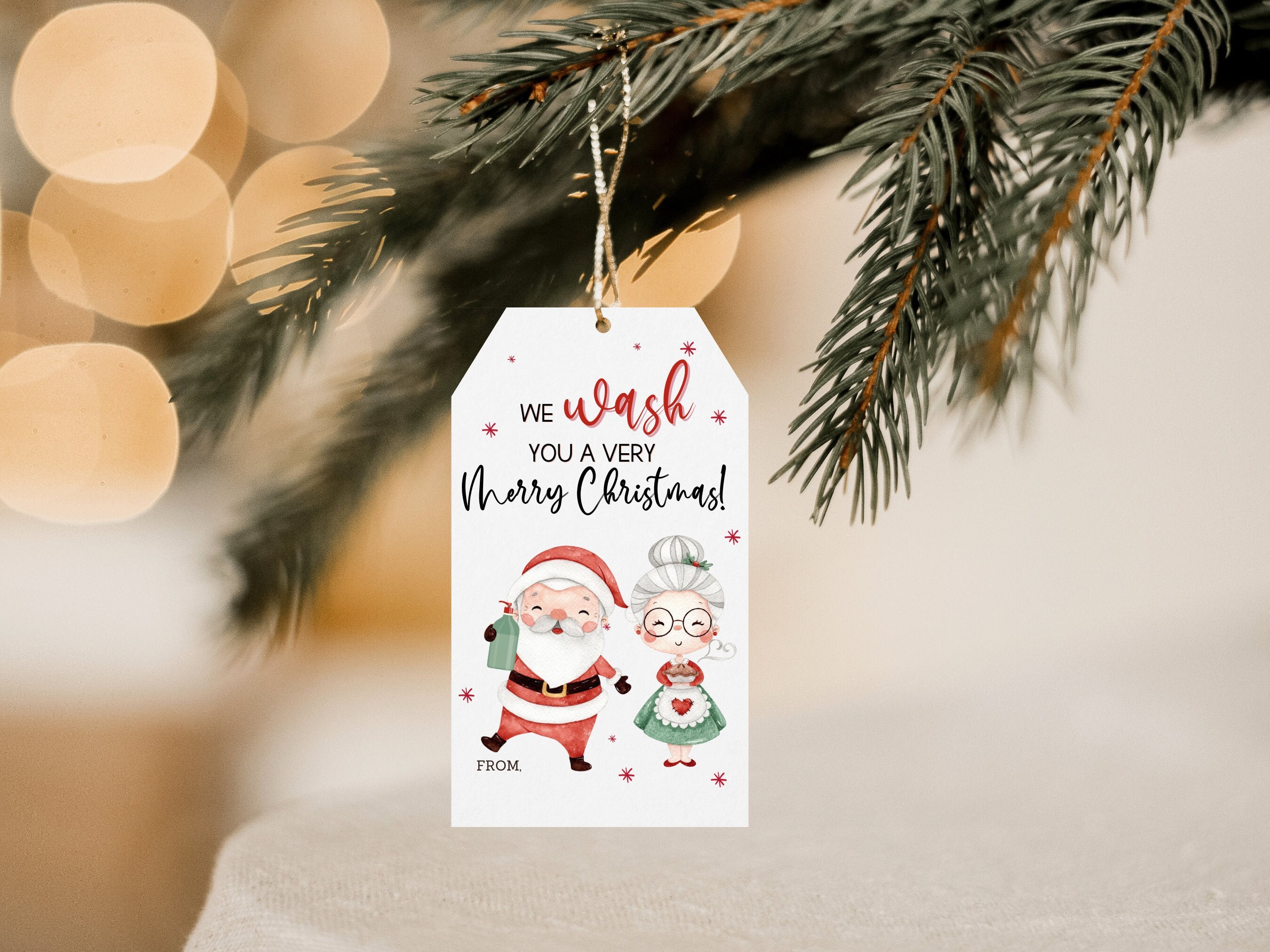 We Wash You a Merry Christmas Tag | Editable Gift Tag | Merry Christmas ...
