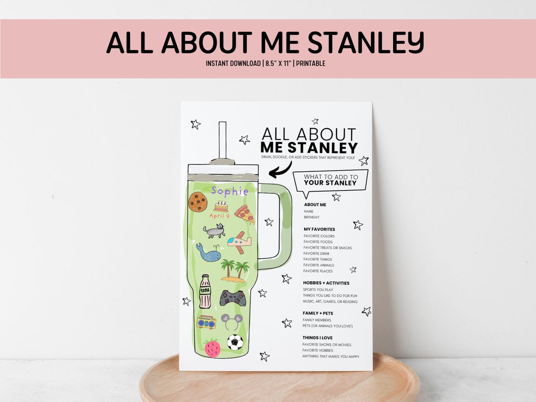 All About Me Tumbler Printable | Back to School Activity | Icebreaker ...