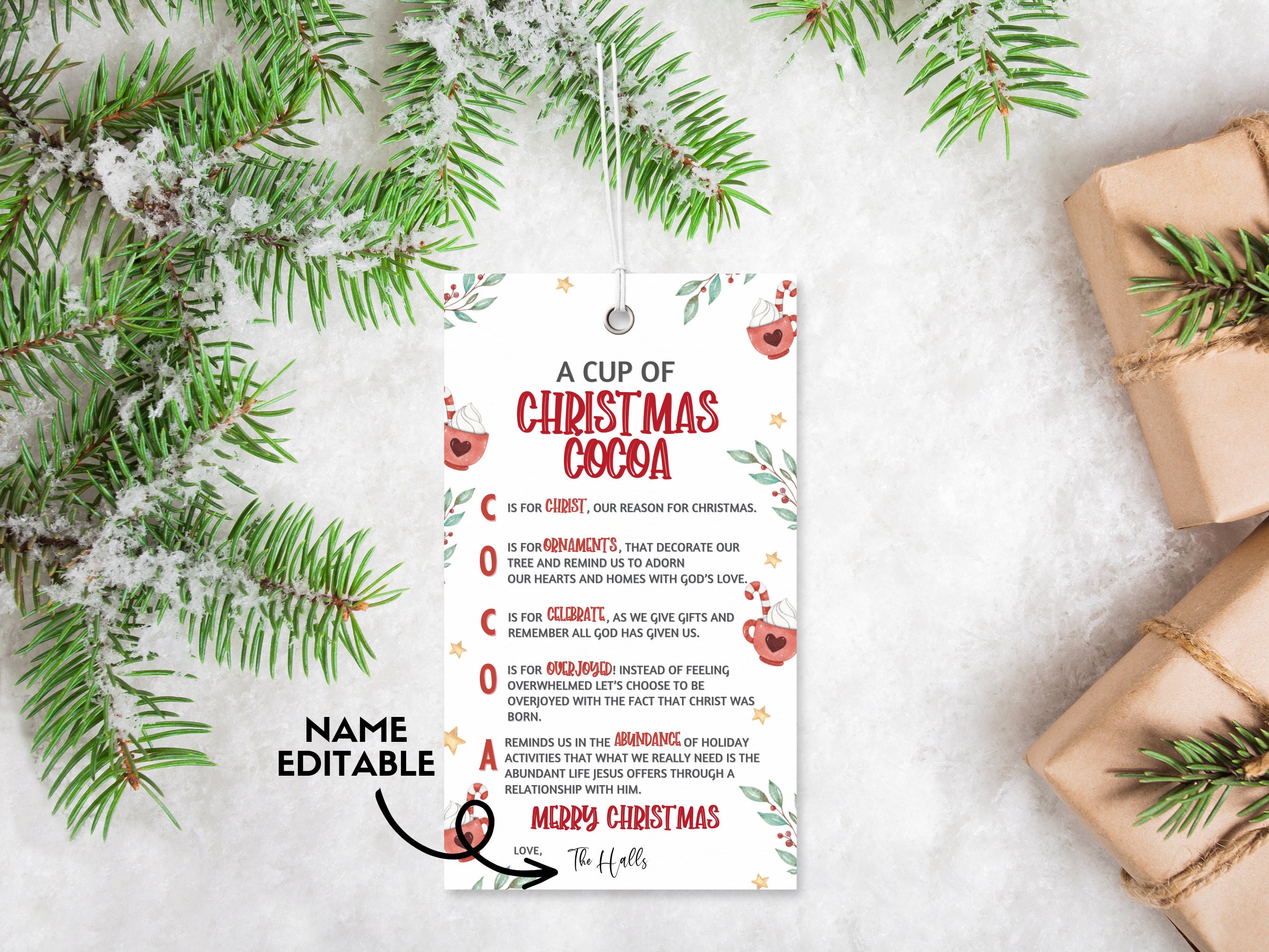 A Cup of Christmas Cocoa | Hot Chocolate | Merry Christmas Tag | Christ ...