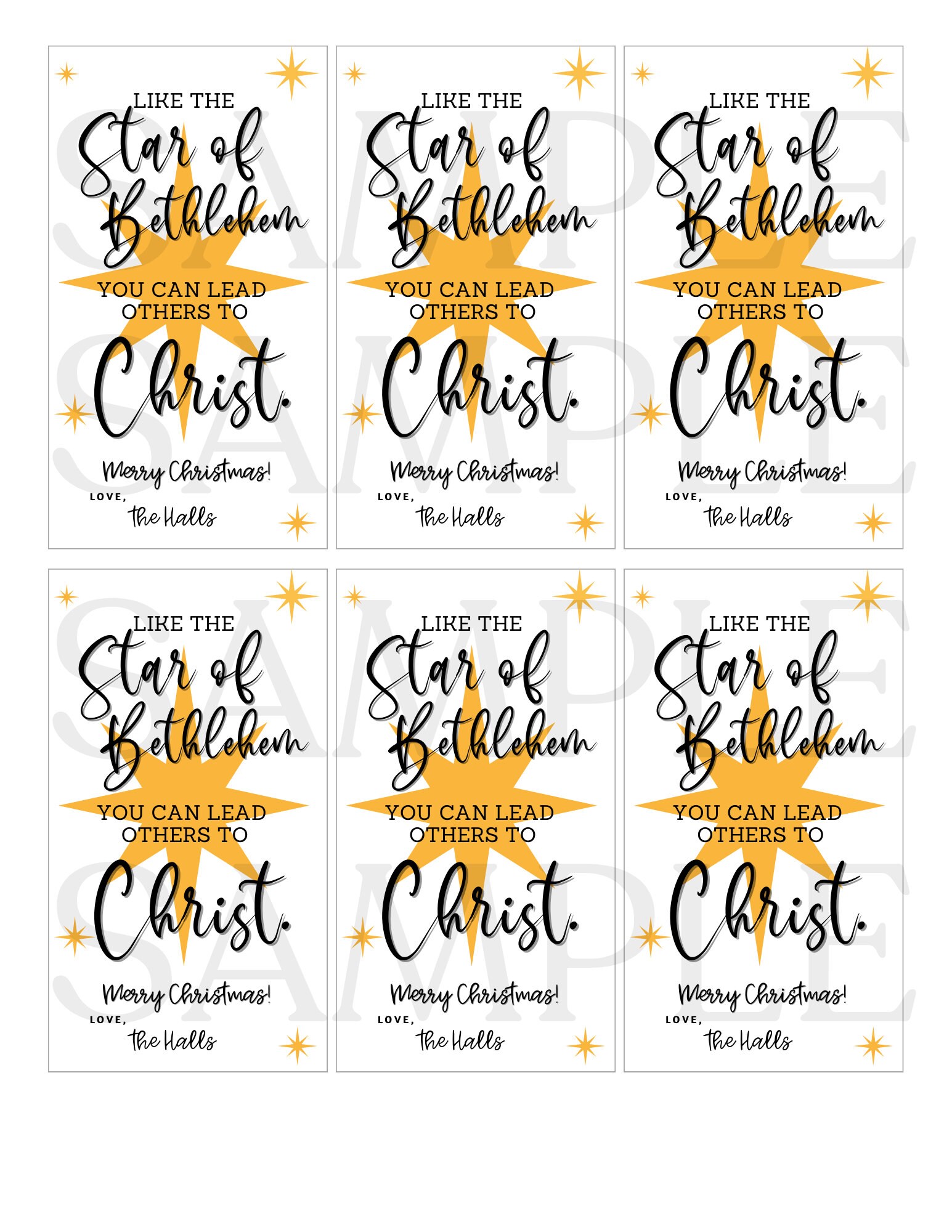 Star of Bethlehem | Follow Christ | Christmas Tag | Editable Gift Tag ...