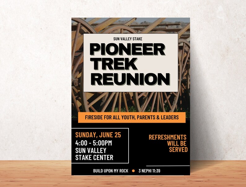 LDS Pioneer Trek Fireside Template | Post Trek Reunion Fireside ...