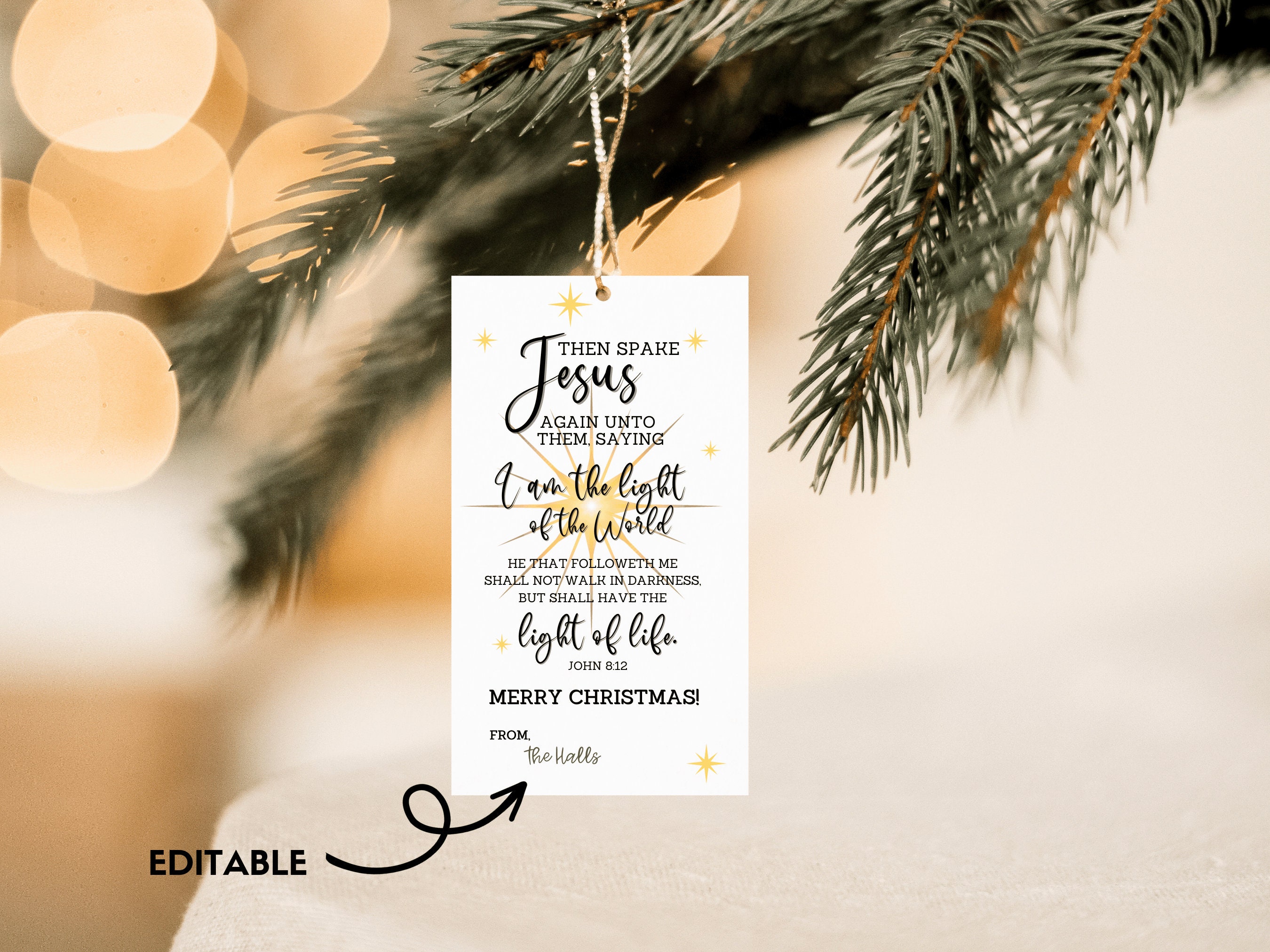 Light of the World | Christ Light Christmas Tag | Editable Gift Tag ...