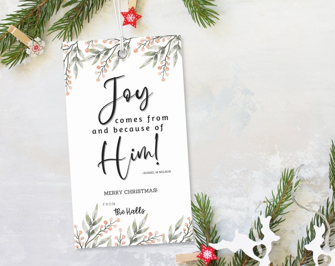 Christmas Joy Printable Gift Tags DIY Holiday Labels Joy Christmas Tag ...