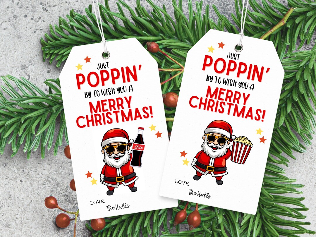 Just Poppin by Christmas Tag | Merry Christmas Tags | Popcorn Gift Tag ...