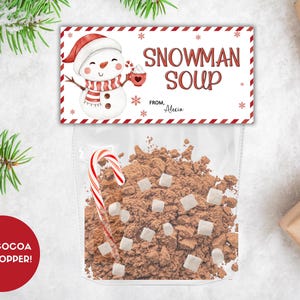 Snowman Soup Bag Topper, Christmas Cocoa, Hot Chocolate Bag Topper ...