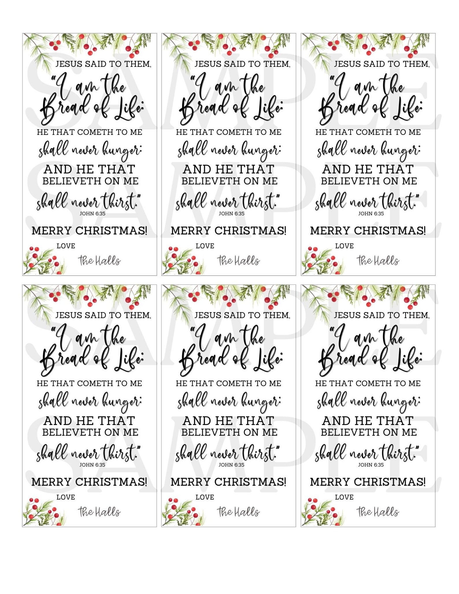 Bread of Life Christmas Tag | Editable Gift Tag | Merry Christmas Tag ...